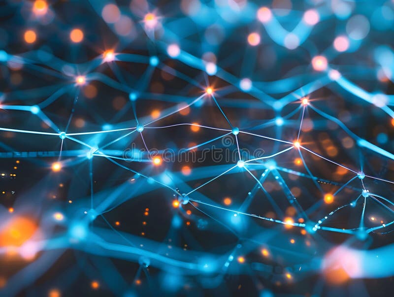 Futuristic Neural Network Holographic Nodes. Generative AI Illustration ...