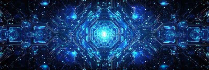 Futuristic Neural Network Pattern Filled with Deep Blue and Cyan Tones ...