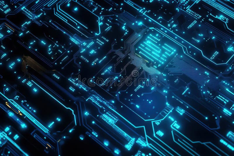 Futuristic Neural Network Patterns with a Deep Blue and Cyan Color ...