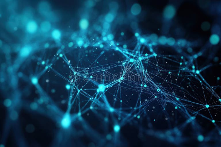 Futuristic Neural Network Patterns in Deep Blue and Cyan Design for ...