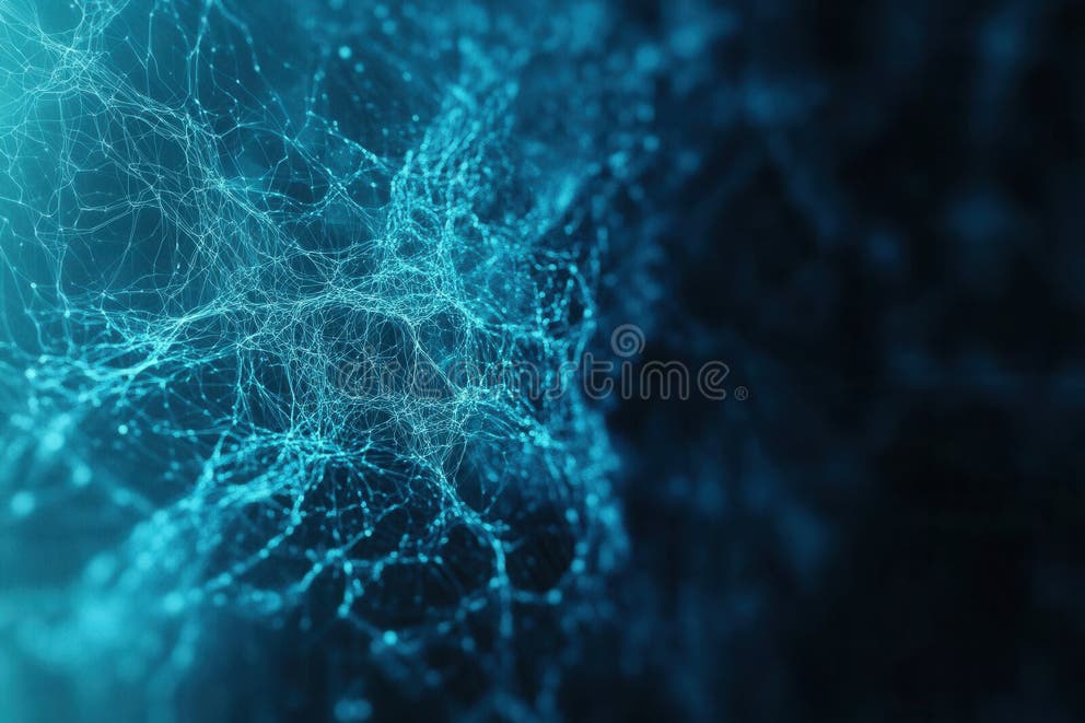 Futuristic Neural Network Patterns in Deep Blue and Cyan with a Techy ...
