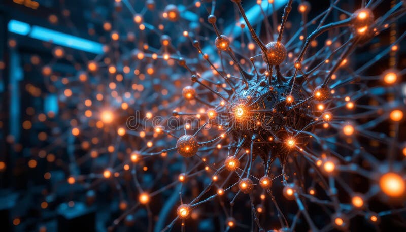 A Futuristic Neural Network Visualization Featuring Interconnected Glowing Nodes Stock ...