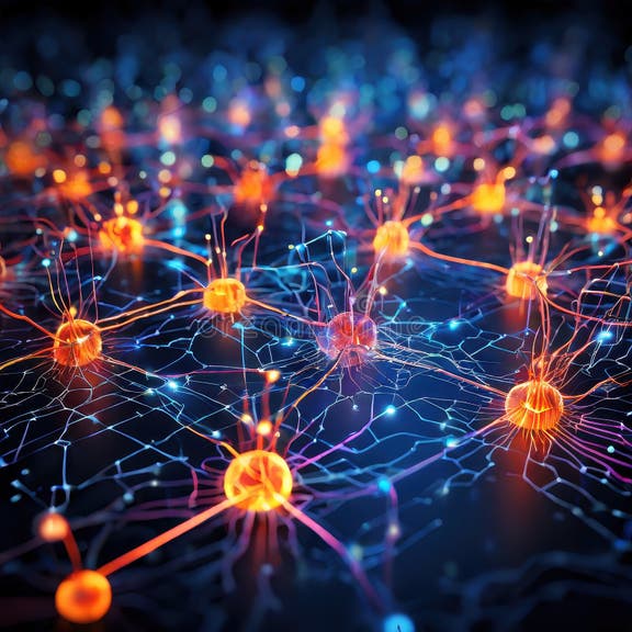 Futuristic Neural Network Visualization with Glowing Nodes Stock Image ...