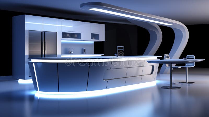 Futuristic New Modern Kitchen. Futuristic High Gloss Kitchen ...