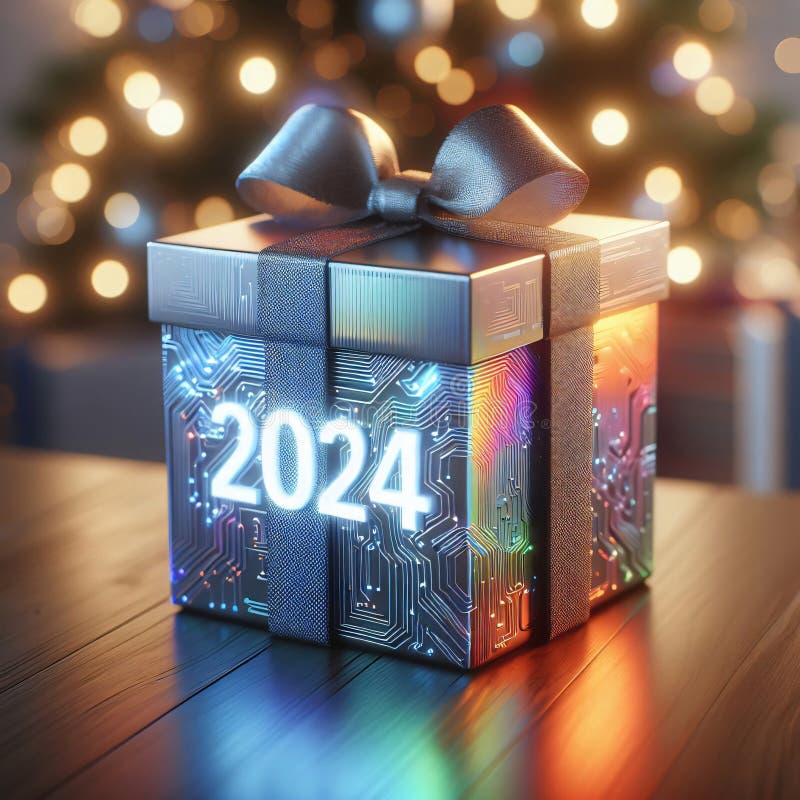 Futuristic New Year Gift Box, AI Generated Stock Image - Image of ...