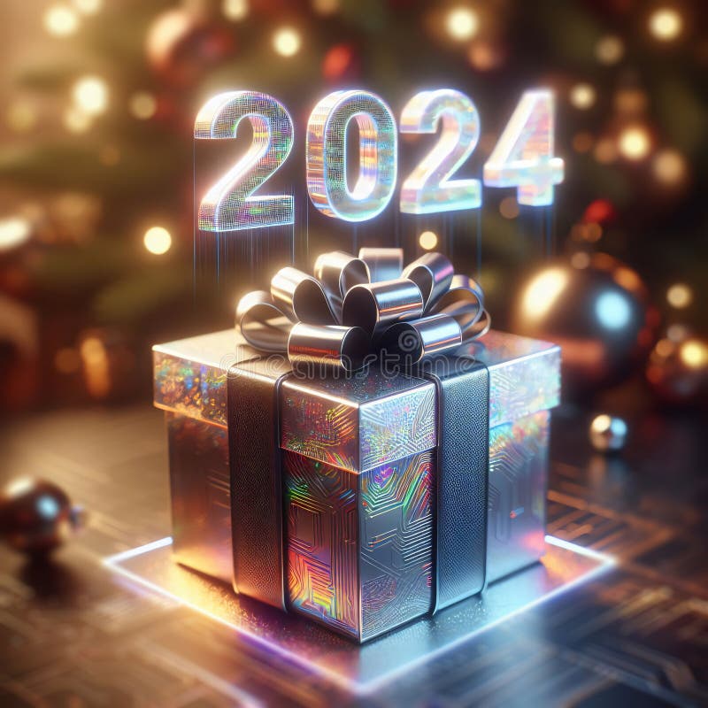 Futuristic New Year Gift Box, AI Generated Stock Image - Image of ...