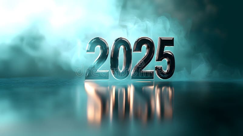 2025: a Futuristic New Year S Eve Reflection Stock Illustration ...