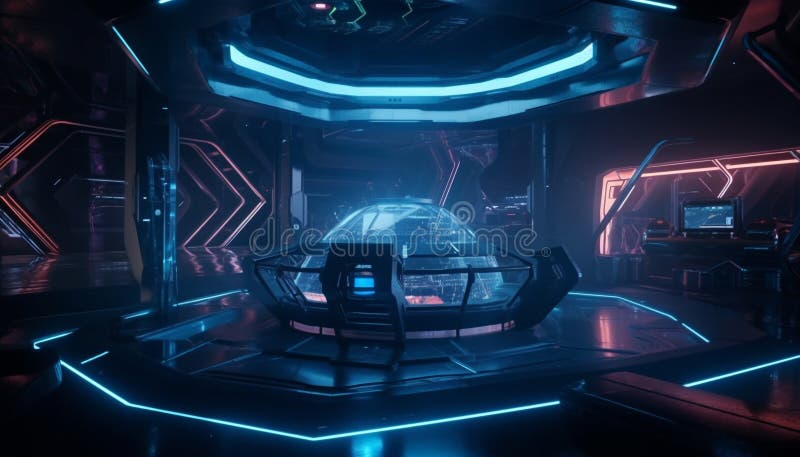 Futuristic Nightclub Lighting Illuminates Modern Robotic Machinery ...