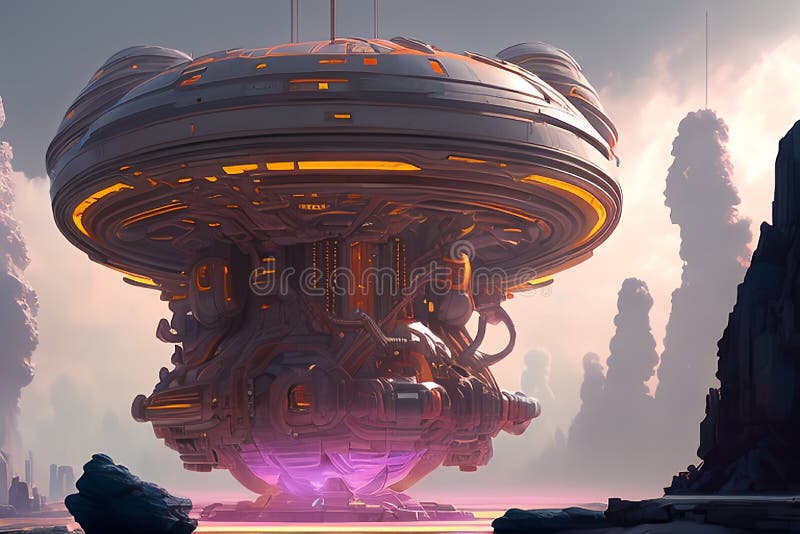 Futuristic Nuclear Fusion Power Plant Concept, AI Stock Illustration ...