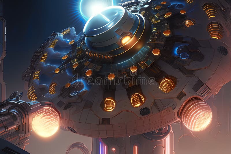 Futuristic Nuclear Fusion Power Plant Concept, AI Stock Illustration ...