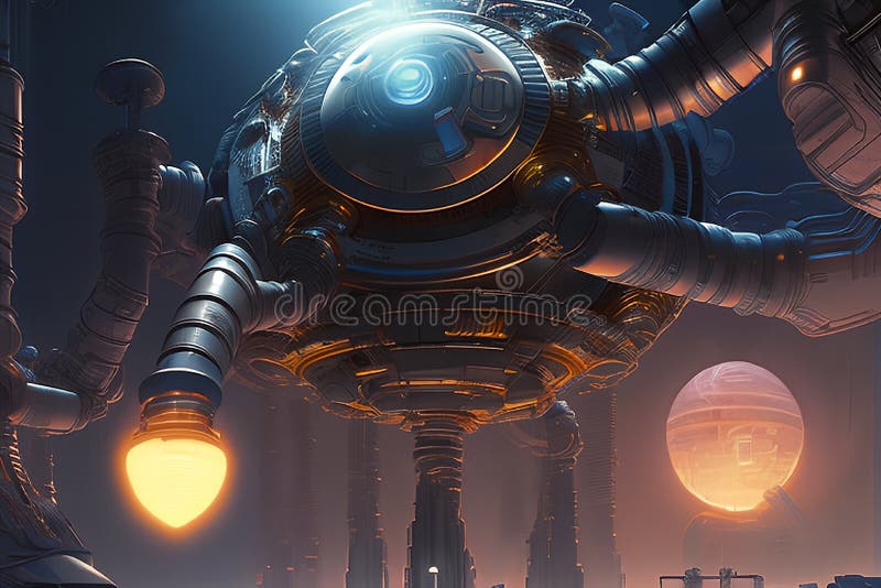 Futuristic Nuclear Fusion Power Plant Concept, AI Stock Illustration ...