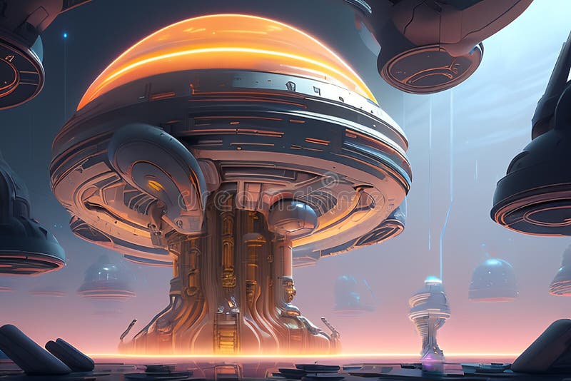 Futuristic Nuclear Fusion Power Plant Concept, AI Stock Illustration ...