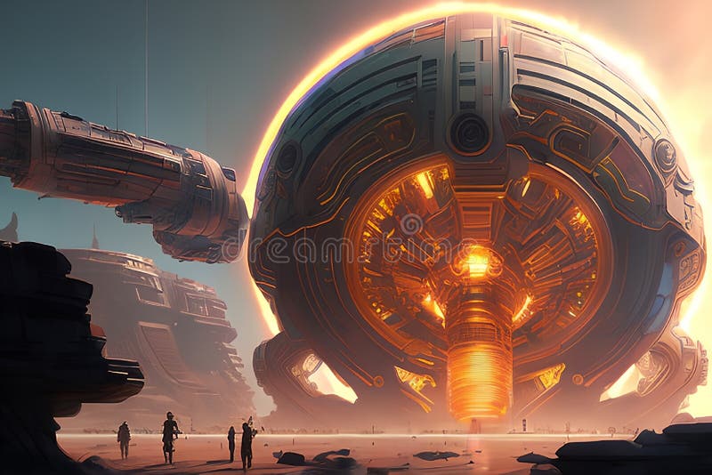 Futuristic Nuclear Fusion Power Plant Concept, AI Stock Illustration ...