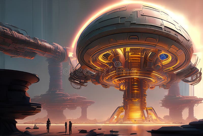 Futuristic Nuclear Fusion Power Plant Concept, AI Stock Illustration ...