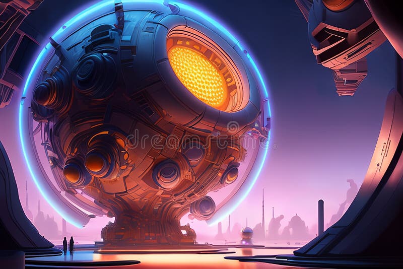 Futuristic Nuclear Fusion Power Plant Concept, AI Stock Illustration ...