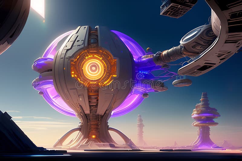 Futuristic Nuclear Fusion Power Plant Concept, AI Stock Illustration ...