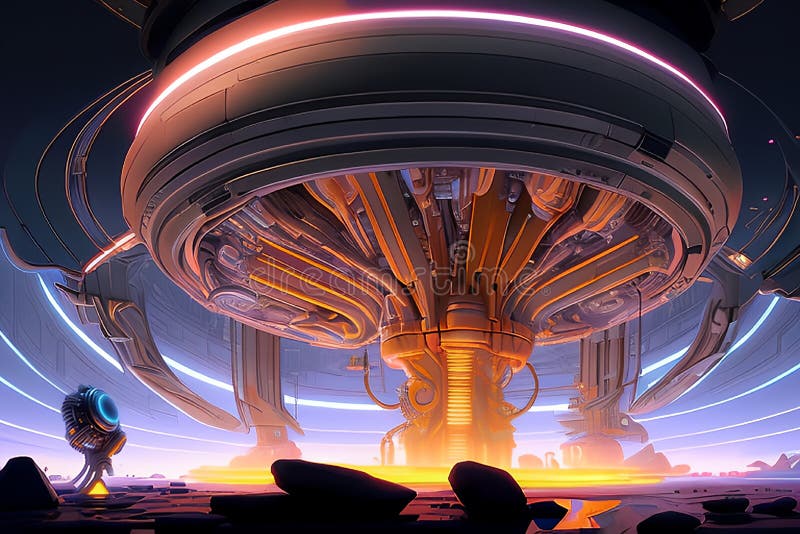 Futuristic Nuclear Fusion Power Plant Concept, AI Stock Illustration ...