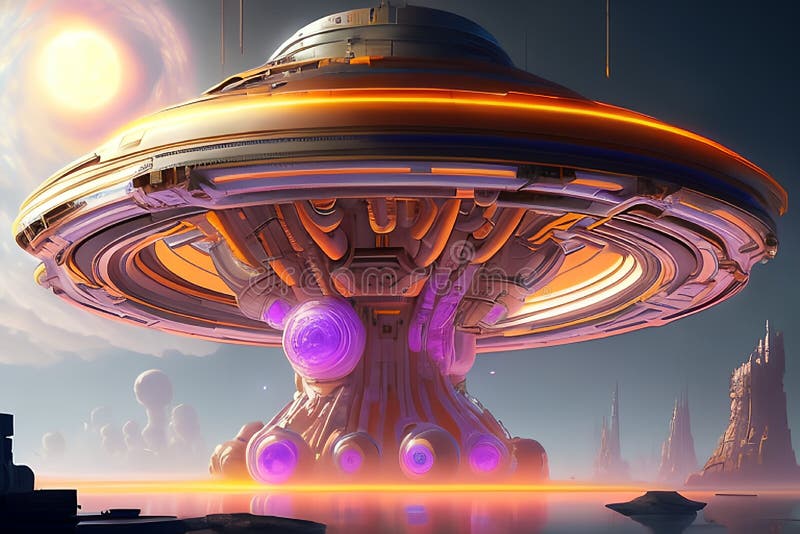 Futuristic Nuclear Fusion Power Plant Concept, AI Stock Illustration ...