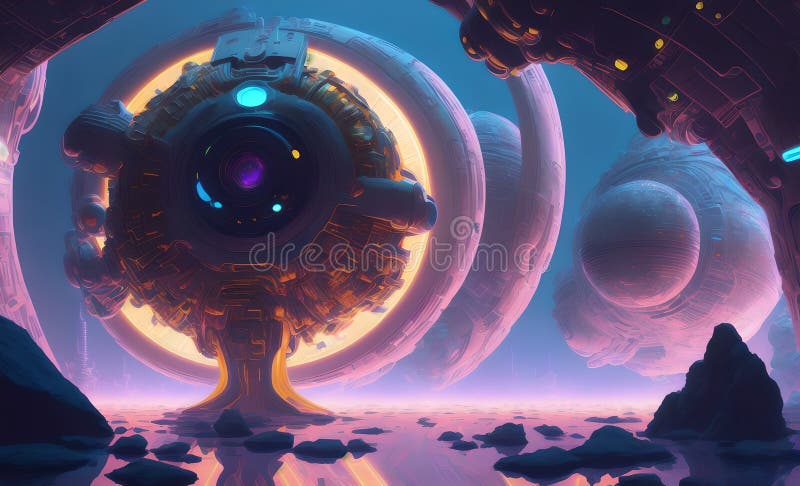 Futuristic Nuclear Fusion Power Plant Concept, AI Stock Illustration ...
