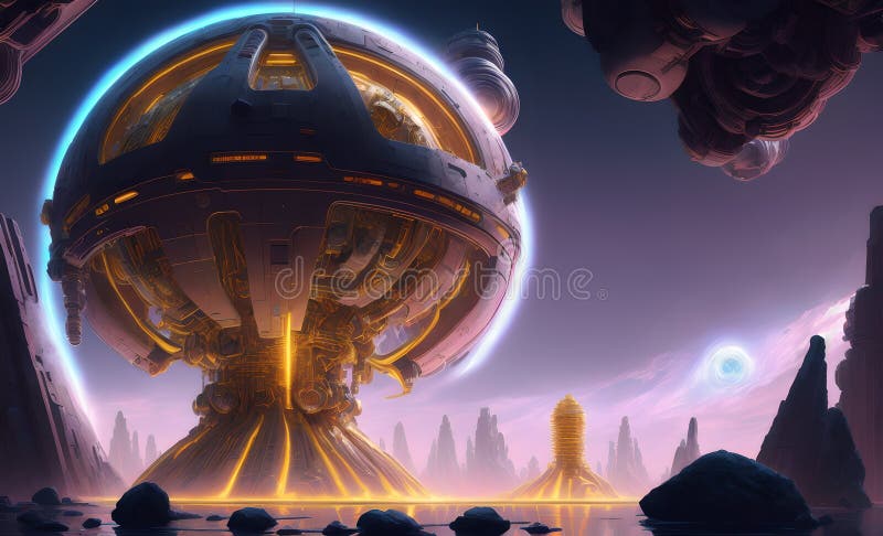 Futuristic Nuclear Fusion Power Plant Concept, AI Stock Illustration ...