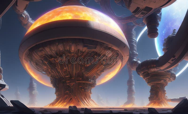 Futuristic Nuclear Fusion Power Plant Concept, AI Stock Illustration ...