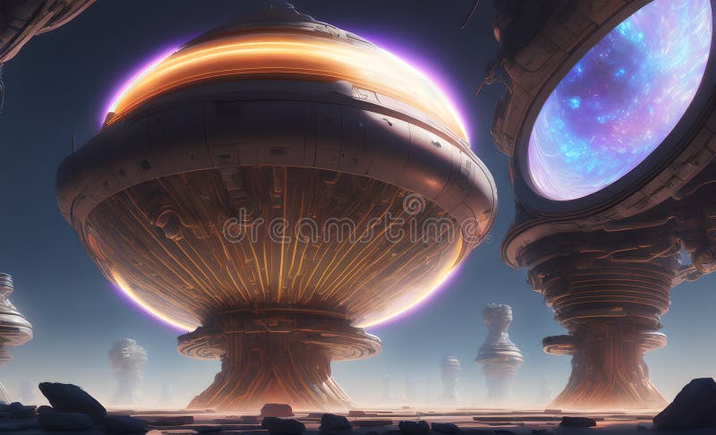 Futuristic Nuclear Fusion Power Plant Concept, AI Stock Illustration ...