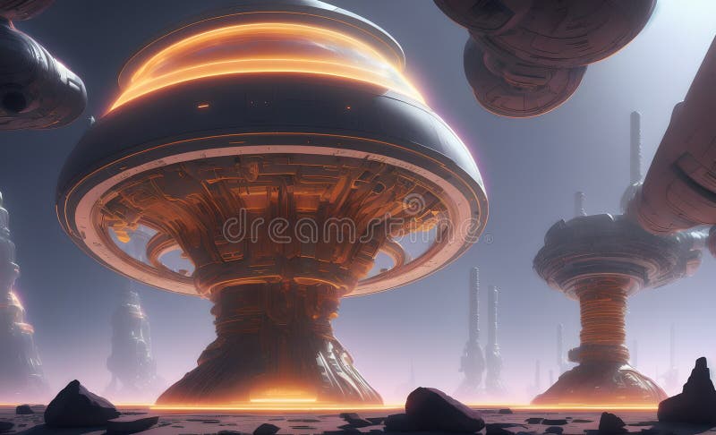 Futuristic Nuclear Fusion Power Plant Concept, AI Stock Illustration ...