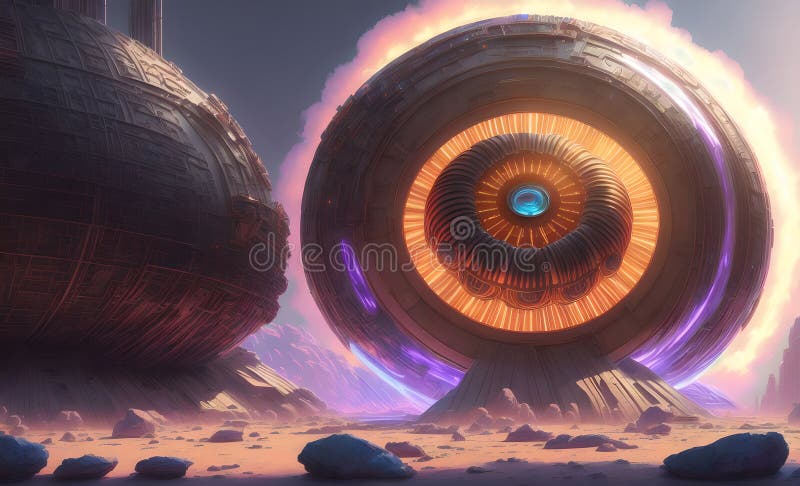 Futuristic Nuclear Fusion Power Plant Concept, AI Stock Illustration ...