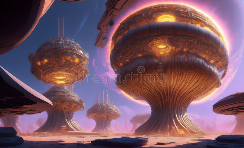 Futuristic Nuclear Fusion Power Plant Concept, AI Stock Illustration ...