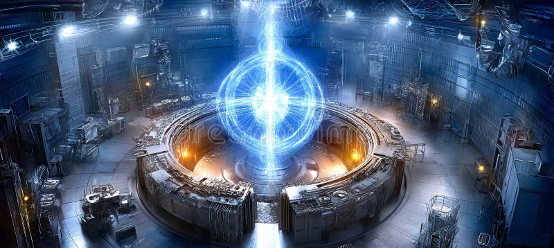 Nuclear Fusion Reactor Concept. Futuristic Power Plant Technology Stock ...