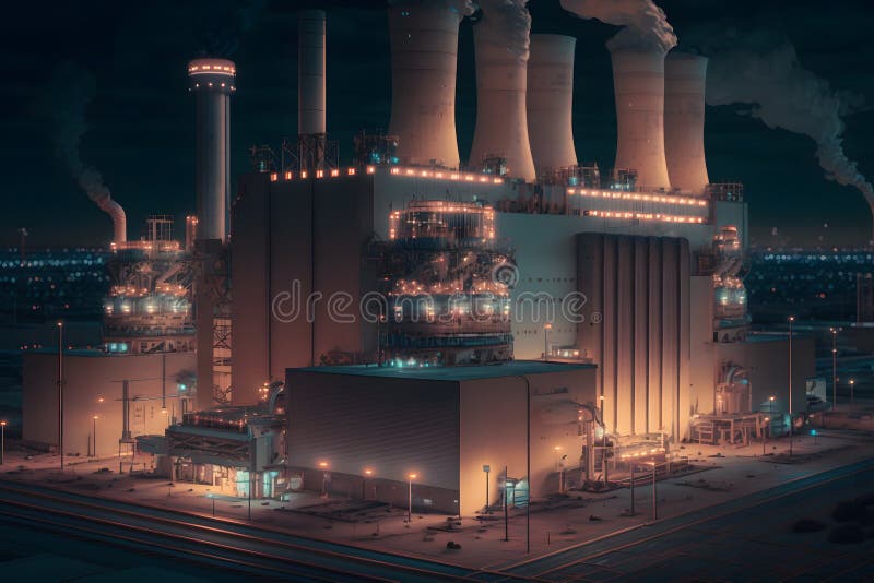 Futuristic Nuclear Power Plant. Neural Network AI Generated Stock ...
