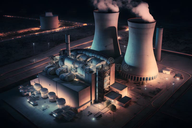 Futuristic Nuclear Power Plant. Neural Network AI Generated Stock Image ...