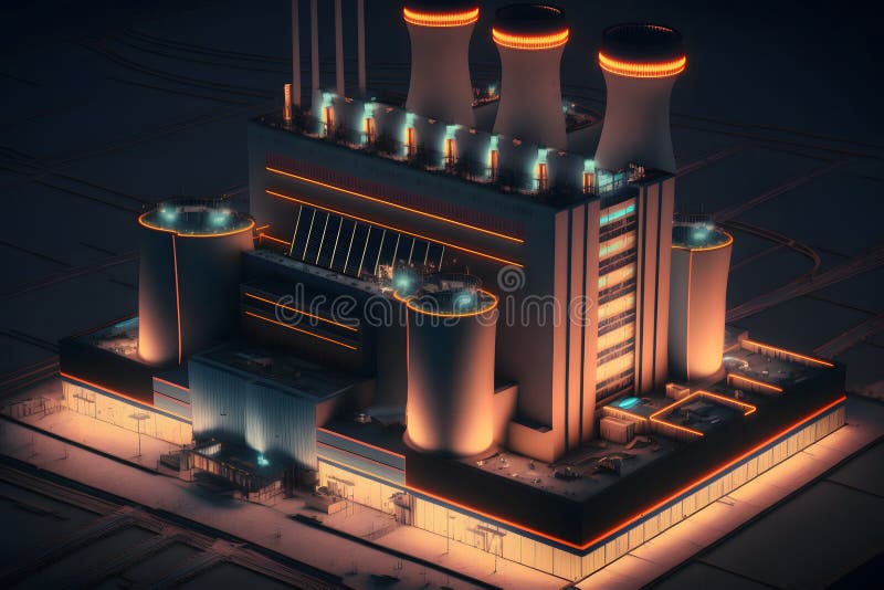 Futuristic Nuclear Power Plant. Neural Network AI Generated Stock Image ...