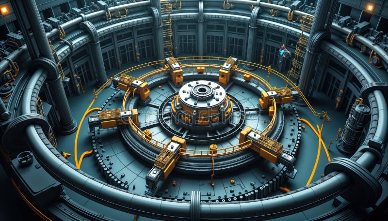 Futuristic Nuclear Reactor Dome Shows Complex Cooling Systems, Control ...