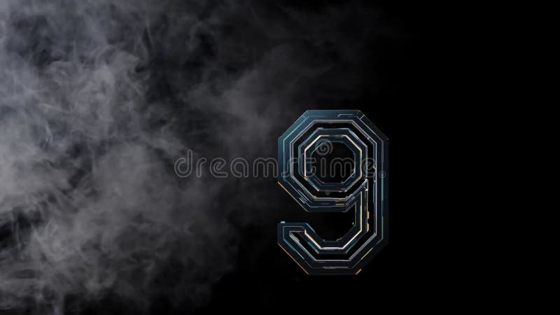 Futuristic Number 9 with Dark Smoke Background Stock Video - Video of ...