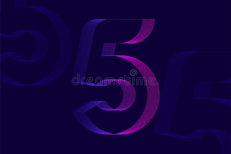 Futuristic Numeric Glitch Efffect with Line Pattern Number 5 Five Stock ...