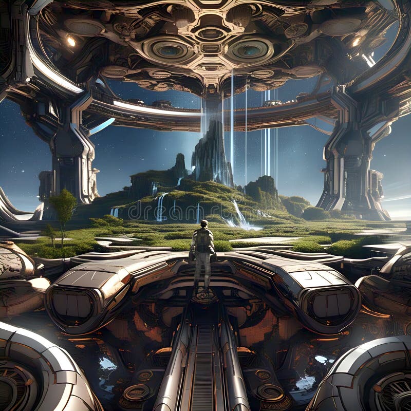 Futuristic Oasis a Vision of Advanced Civilization Stock Image - Image ...