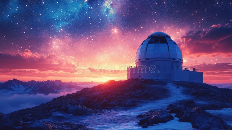A Futuristic Observatory Dome Glows Under a Mesmerizing Starry Sky with ...
