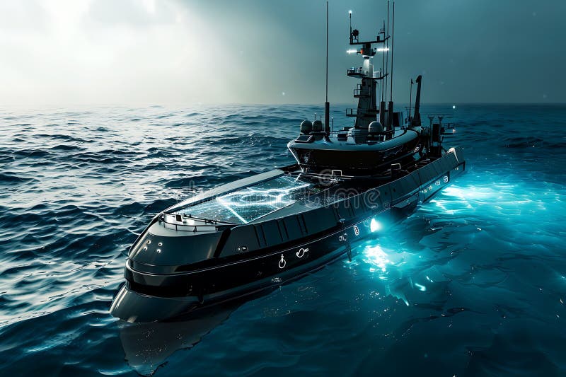 Futuristic Ocean Vessel Advanced Technology, Sleek Design, Maritime ...