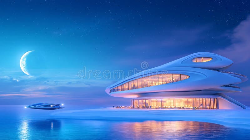 Futuristic Oceanfront Spa with Curved Architectural Design Under ...