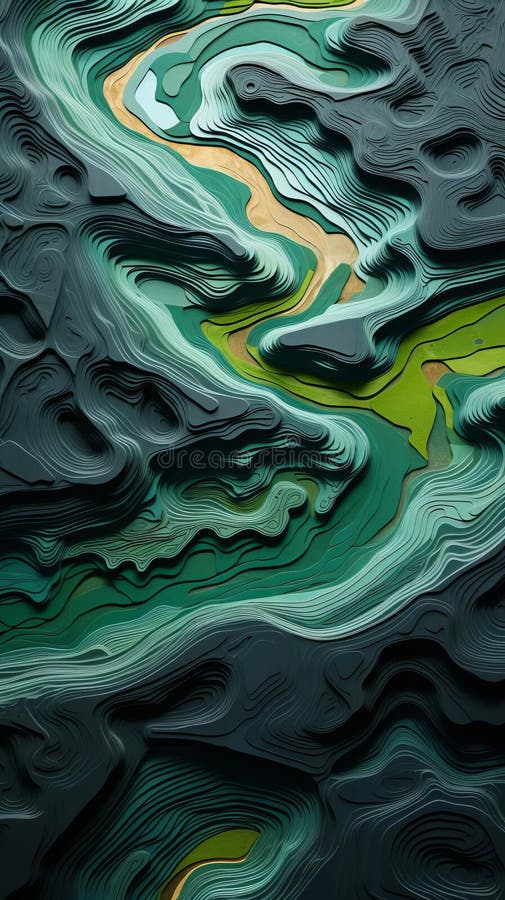 Futuristic Oceanic Landscape with Biomorphic Abstraction Patterns Stock ...