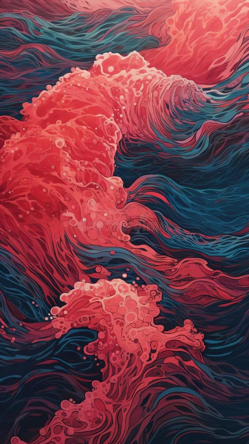 Futuristic Oceanic Landscape with Maroon and Ruby Ridges Stock ...