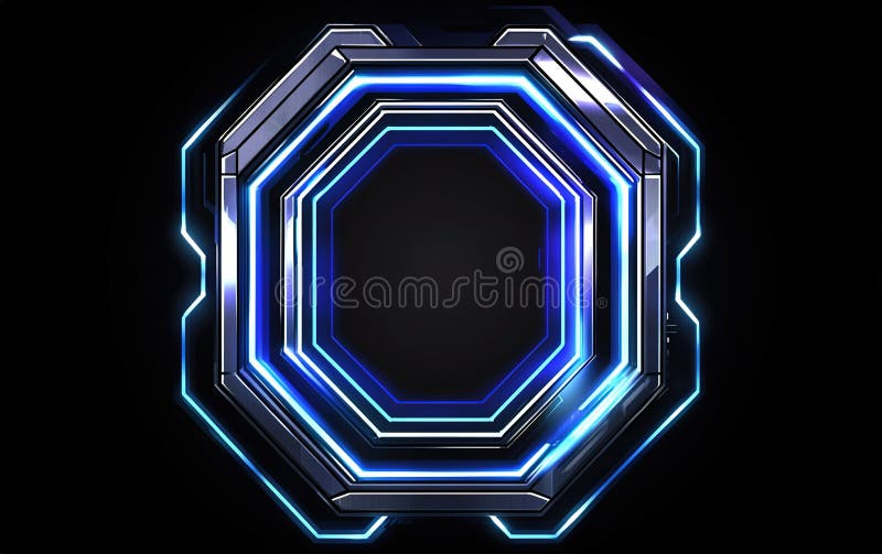 A Futuristic Octagonal Frame Design Illuminated with Blue Lights and ...