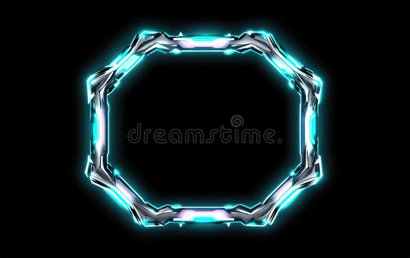 Futuristic Octagonal Frame with Glowing Neon Lights on a Dark ...