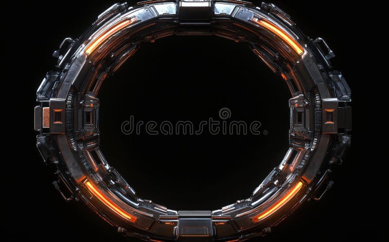 A Futuristic Octagonal Frame with Illuminated Edges Set in a Sci-fi ...