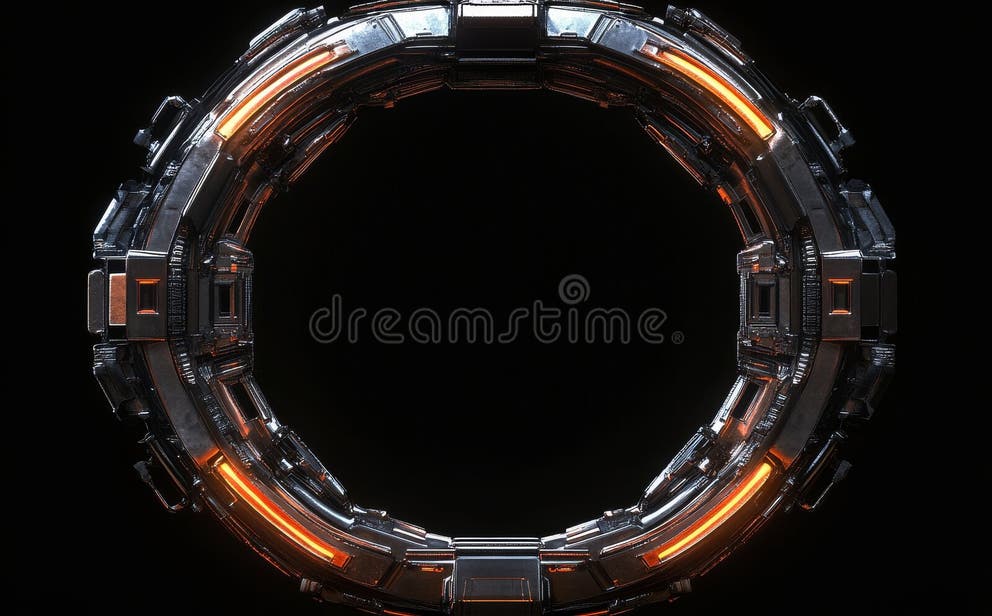 A Futuristic Octagonal Frame with Illuminated Edges Set in a Sci-fi ...