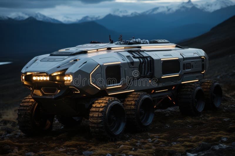 Futuristic Off-road Truck of the Future in the Wilderness Stock ...