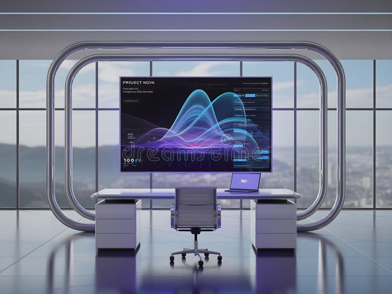 Futuristic Office, Blue Accent Lighting, Image Created Using Ai Stock ...