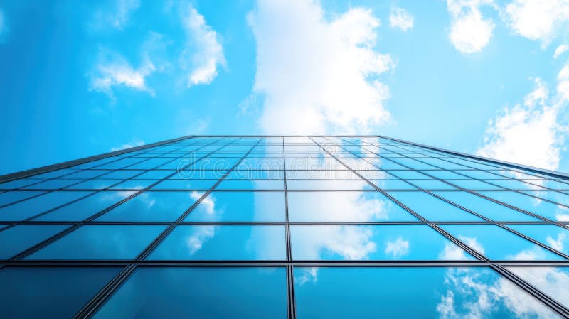 Futuristic Office Building Against Blue Sky, Modern Enterprises Banner ...