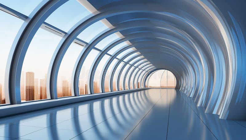 Futuristic Office Building with Bright Blue Glass Windows Generated by ...